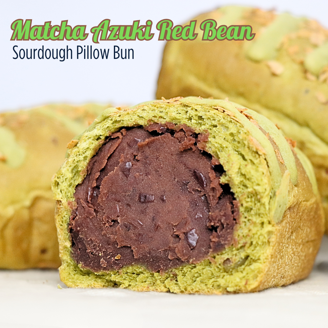 Matcha Azuki Red Bean Sourdough Pillow Bun | Yookybites Fresh Bread ...