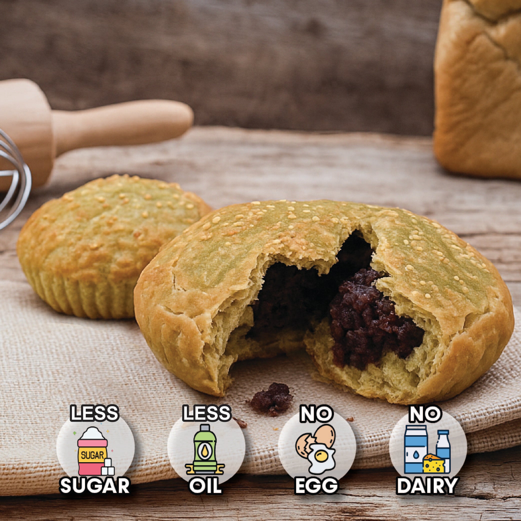 Matcha Azuki Red Bean Sourdough Pillow Bun | Yookybites Fresh Bread ...